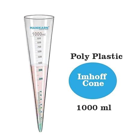 MANIKARN 1000 ml Imhoff Cone with Stand (Set of 2 Piece) for Sedimentation & Biofloc Test for Fish Farming, Research and Educational Purpose