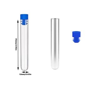 NentMent 100 Pack 5ML Test Tubes with Caps Plastic Clear Graduated Vial Sample Storage Container Testing Tube for Scientific Experiment Halloween Lab Essentials Plant Propagation Water Check