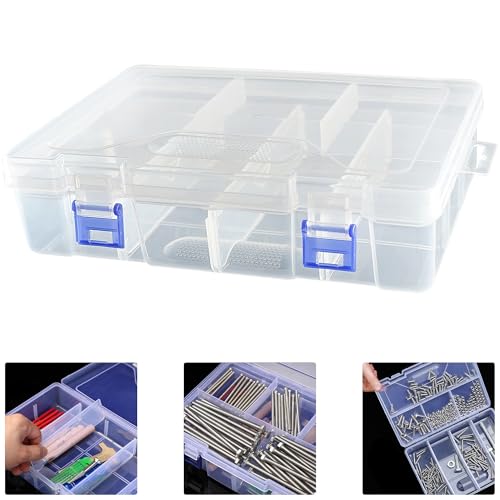 Sidosir Tackle Box for Storage, Double-layer Transparent Organizer Box for Bead, 8-Grids Box for Jewelry Compartment Container