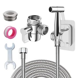 roscid handheld bidet sprayer set, toilet bidet attachment with 3-way faucet diverter bathroom bidet wc spray with 2m hose, used for cleaning sink, bathroom corner, toilet, personal hygiene