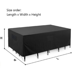 Patio Furniture Covers Waterproof 51x41x28xin/130x105x70cm Patio Table Cover Outdoor Furniture with Upgraded Fastener Windproof Buckle Straps Outdoor Waterproof Table Covers Oxford Outdoor Cover