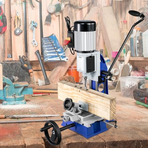 VEVOR Woodworking Mortise Machine, 1/2 HP 1700RPM Powermatic Mortiser, With Movable Work Bench Benchtop Mortising Machine, For Making Round Holes Square Holes Or Special Square Holes In Wood