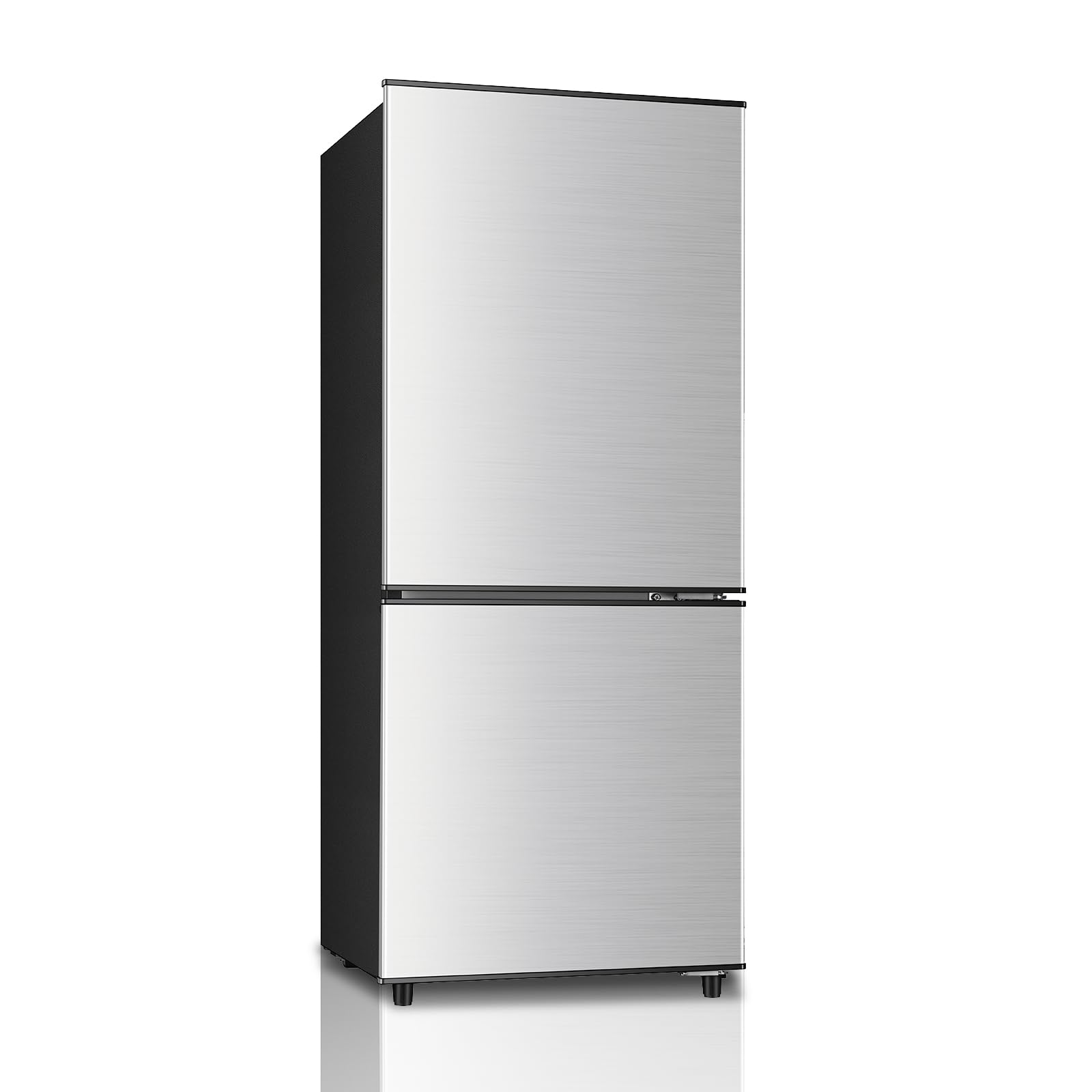 Saeoola Mini Fridge with Freezer on Bottom, 4.0 Cu.Ft, 2 Doors Compact Small Refrigerator with Bottom Freezer for Apartment, Dorm, Office, 7-Level Temperature Control, Removable Shelves (Sliver)