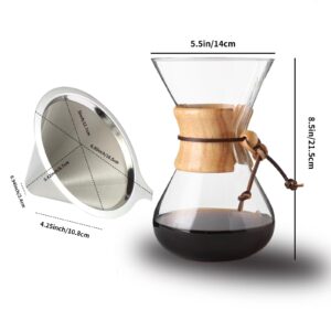 subjecπhree Subjectthree Pour Over Coffee Maker 8 Cup Classic Series Coffee Dripper Brewer Glass Coffee Carafe High Heat Resistant (8 Cup/28 oz)