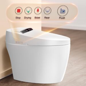 LDian Tankless Smart Toilet With Bidet Built In,Heated Toilet Seat One-piece Bidet Toilet Seat, Auto Flush, Auto Open & Auto Close, Warm Water and Dryer, Wireless Remote Control