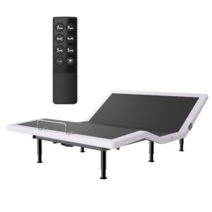 yireehome electric queen adjustable bed frame with wireless remote, head foot incline, usb, underbed light - heavy duty platform, easy assembly, zero gravity - bedframe basic with quiet motor