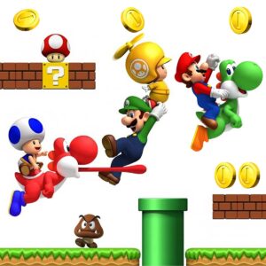 mario wall decal build a scene wall stickers peel & stick super mario party decorations for kids room