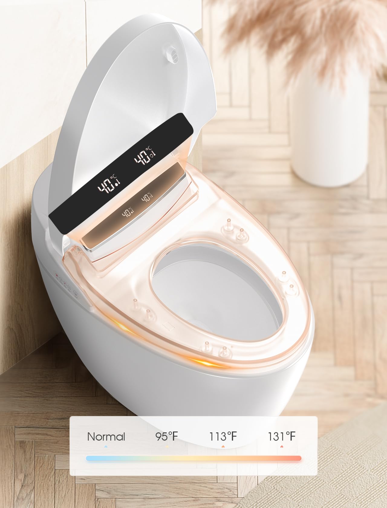 LDian Tankless Smart Toilet With Bidet Built In,Heated Toilet Seat One-piece Bidet Toilet Seat, Auto Flush, Auto Open & Auto Close, Warm Water and Dryer, Wireless Remote Control