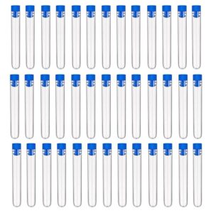 NentMent 100 Pack 5ML Test Tubes with Caps Plastic Clear Graduated Vial Sample Storage Container Testing Tube for Scientific Experiment Halloween Lab Essentials Plant Propagation Water Check