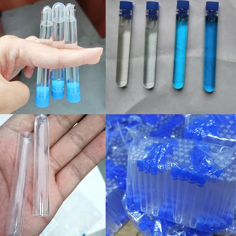 NentMent 100 Pack 5ML Test Tubes with Caps Plastic Clear Graduated Vial Sample Storage Container Testing Tube for Scientific Experiment Halloween Lab Essentials Plant Propagation Water Check