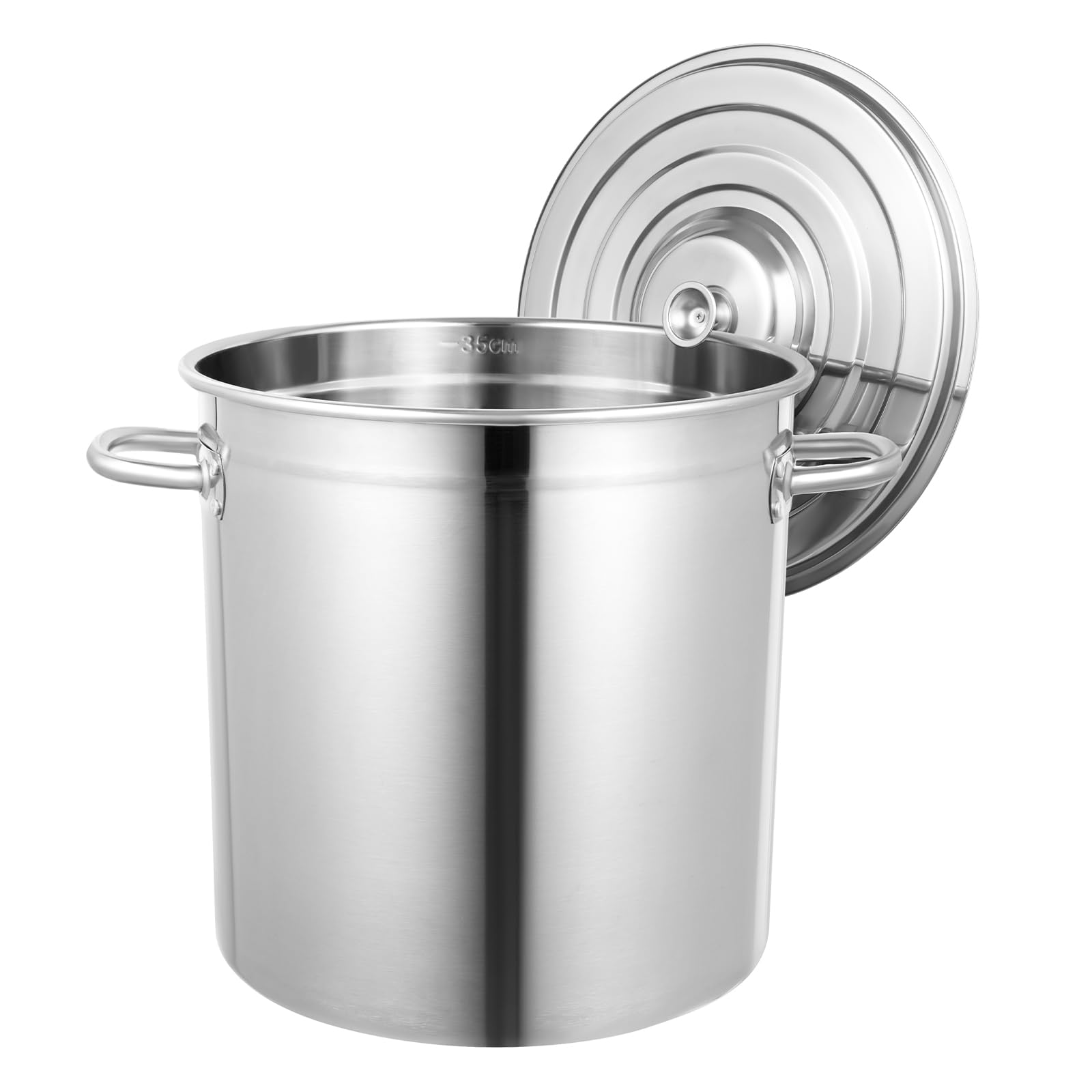 FXEIPOL 35L 9.25Gal Stainless Steel Cookware Stockpot 30 Quart Stock Pot Stainless Steel Large Kitchen Soup Big Cooking Restaurant Stockpot with Handles, Commercial Grade Stock Pot for Restaurant