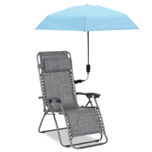 lounge chair umbrella shade - upf 50+ 360 ° adjustable - universal portable chair umbrella with clamp for patio chair, beach chair, stroller,sport chair, wheel chair and wagon (bule)