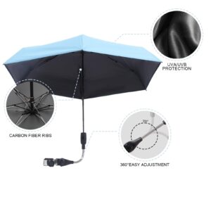 Lounge Chair Umbrella Shade - UPF 50+ 360 ° Adjustable - Universal Portable Chair Umbrella with Clamp for Patio Chair, Beach Chair, Stroller,Sport Chair, Wheel Chair and Wagon (Bule)