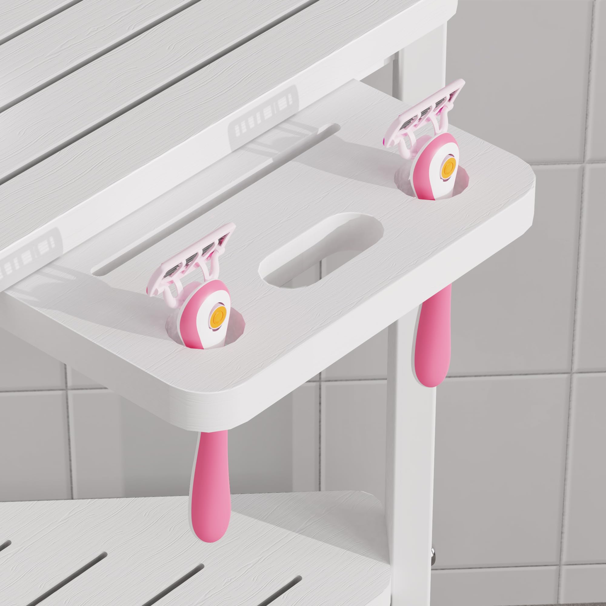 KEGII Corner Shower Stool, Bathroom Shower Bench for Inside Shower, Waterproof Shower Chair Seat for Shaving Legs, Non-Slip, White