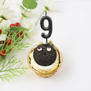 Chanseen 10Pcs Black Number Candles 0 1 2 3 4 5 6 7 8 9 Birthday Candles for Cake Cupcake Decorations Party Wedding Anniversary Halloween Celebration Supplies Men Women