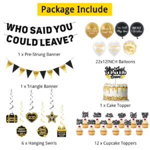 Roetyce Farewell Party Decorations, Who Said You Could Leave Banner Cake Toppers Balloons Hanging Swirls, Going Away Retirement Leaving Party Decorations for Men Women, Coworker Goodbye Party Supplies