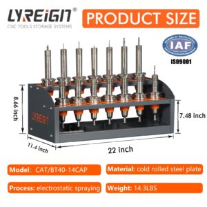 LYREIGN BT40 CNC Tool Rack, CAT40 CNC Tool Holder Keeper on Desktop Placed for CNC Machine Equipment, CNC Tool Storage System for Warehouses Machining Centers