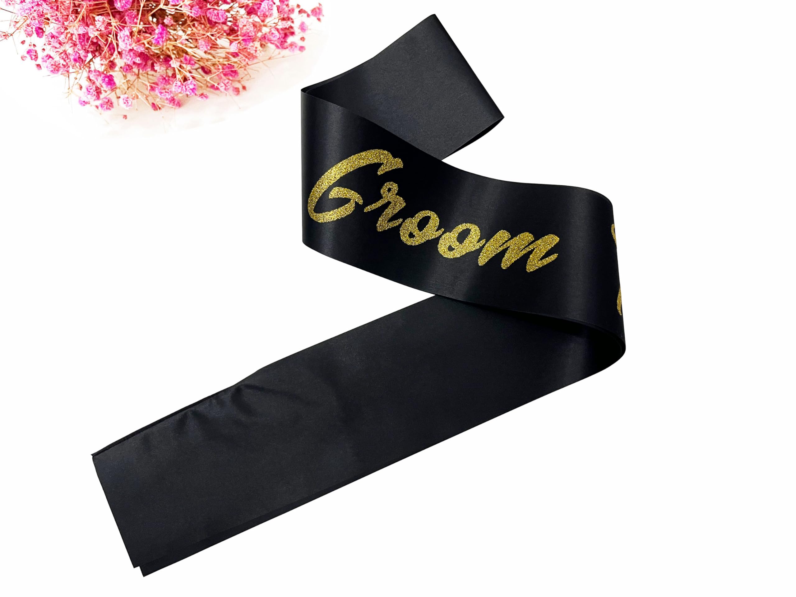 Ashaqshnglee Groom to Be Sash, Groom Sash Bachelor Party Funny Accessory for Future Groom Wedding Gift Idea from Bride to Be Black Gold