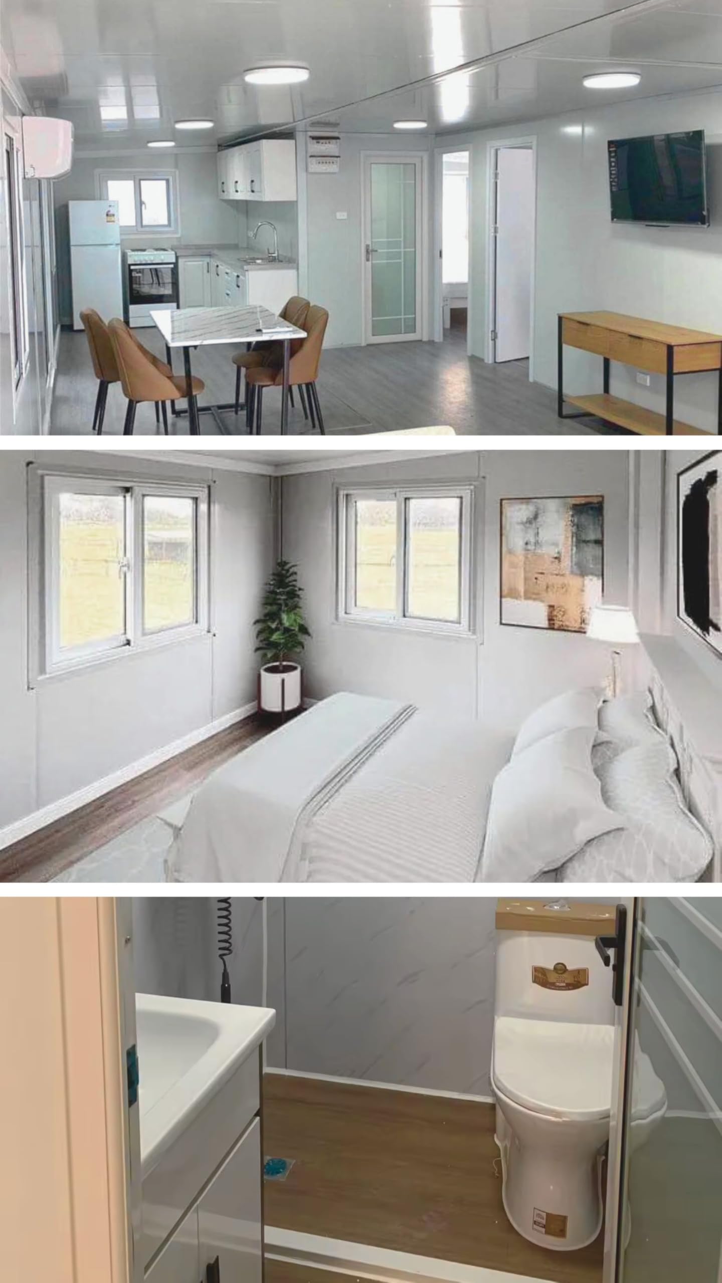 Kozay Tiny Homes 40FT Tiny House to Live with 3 Bedroom,1 Full Equiped Bathroom and Kitchen,Prefabricated Container House for Adults Living,Foldable Mobile Home Shipping Guaranteed