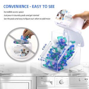 Famaster Laundry Pods Container, Acrylic Candy Dispenser, Clear Dishwasher Pods Container, Pod Slide Down Easily, Cute Laundry Pod Holder for Laundry Room Organization, Storage, Decor and Accessories