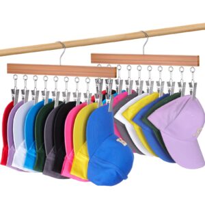 hztint hat organizer for baseball caps, hat hanger for wall & closet, 360° swivel, 2 pack hat rack with 10 traceless clips for hat storage, fits all caps & belts, for men and women gift