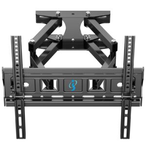 sjbrwn full motion tv wall mount for 26-65 inch flat curved screen tvs,tilt and swivel tv mount with articulating 6 arms extension rotation, max vesa 400x400mm ups to 99 lbs wall mount tv bracket