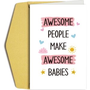 oamiolek new baby card for new mom dad, baby shower card for expecting parents, new born card for parent to be, awesome people make awesome babies