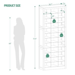 Hzuaneri Shoe Storage Cabinet, 36 Pairs Free Standing Closet Organizer, 8.8 inch Widened Cell Wood Shoe Organizer, 12 Tiers Vertical Space Saving Shoe Rack for Entryway, Bedroom, Greige SR20705B