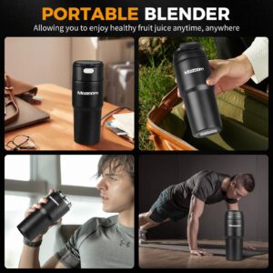 Portable Blender for Smoothies and Shakes,Personal Blender, 15 oz Vacuum Insulated Stainless Steel Keep Cold or Hot,BPA Free,USB Rechargeable,Travel Blender for Anywhere,Black（1 Pack)