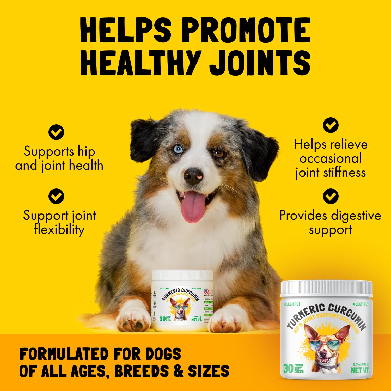 Turmeric Curcumin Hip & Joint Dogs Supplement Anti-Inflammatory Support for Arthritis & Mobility with Collagen & BioPerine Pain Relief Antioxidant Digestive Cardiovascular (1 Count (Pack of 26))