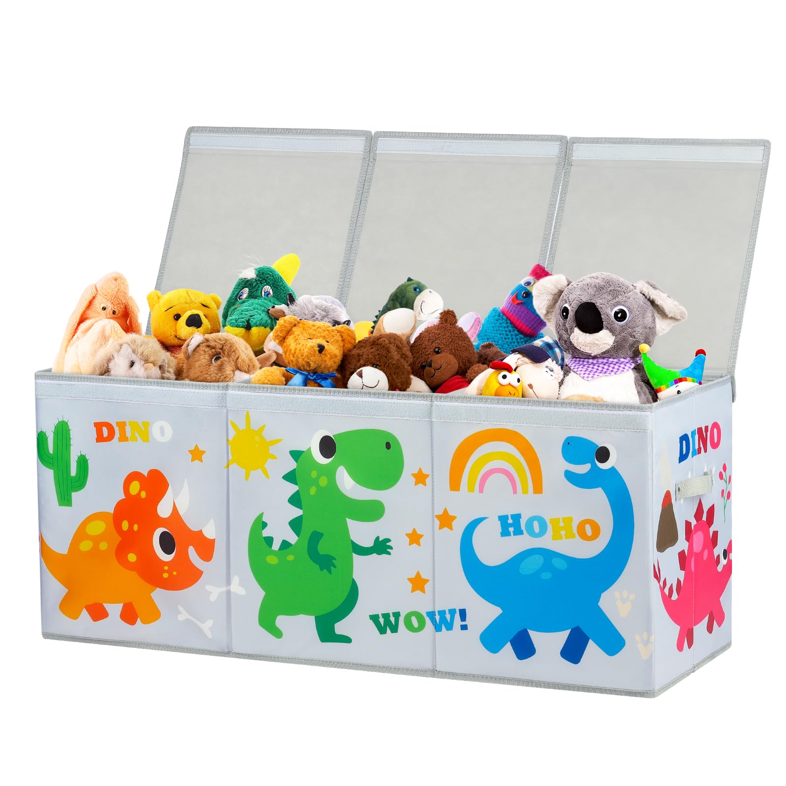 Large Toy Box Chest Organizer with Flip Lid for Kids, Collapsible Oxford Toy Storage Box with Handles for Boys Girls, Sturdy Waterproof Storage Organizer for Bedroom Playroom Nursery, 37.7×12.5×15.7''