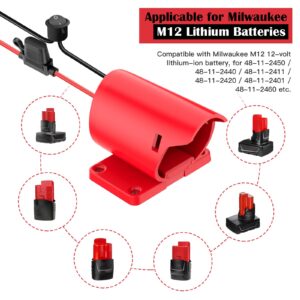 1 Packs Adapter for Milwaukee M12 Battery Adapter 12V Battery Conversion Kit with Switch, Fuse & Wire Terminals, 12AWG Wire, Power Connector for DIY Rc Car Toys and Robotics