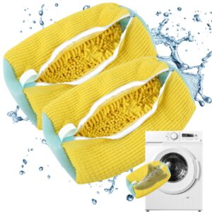 shoe washing machine bag, shoe cleaning bag for washing machine, 2024 new reusable mesh laundry shoe wash bag shoe cleaning for all shoes, sneaker washing bag for washer and dryer (yellow-2pcs)