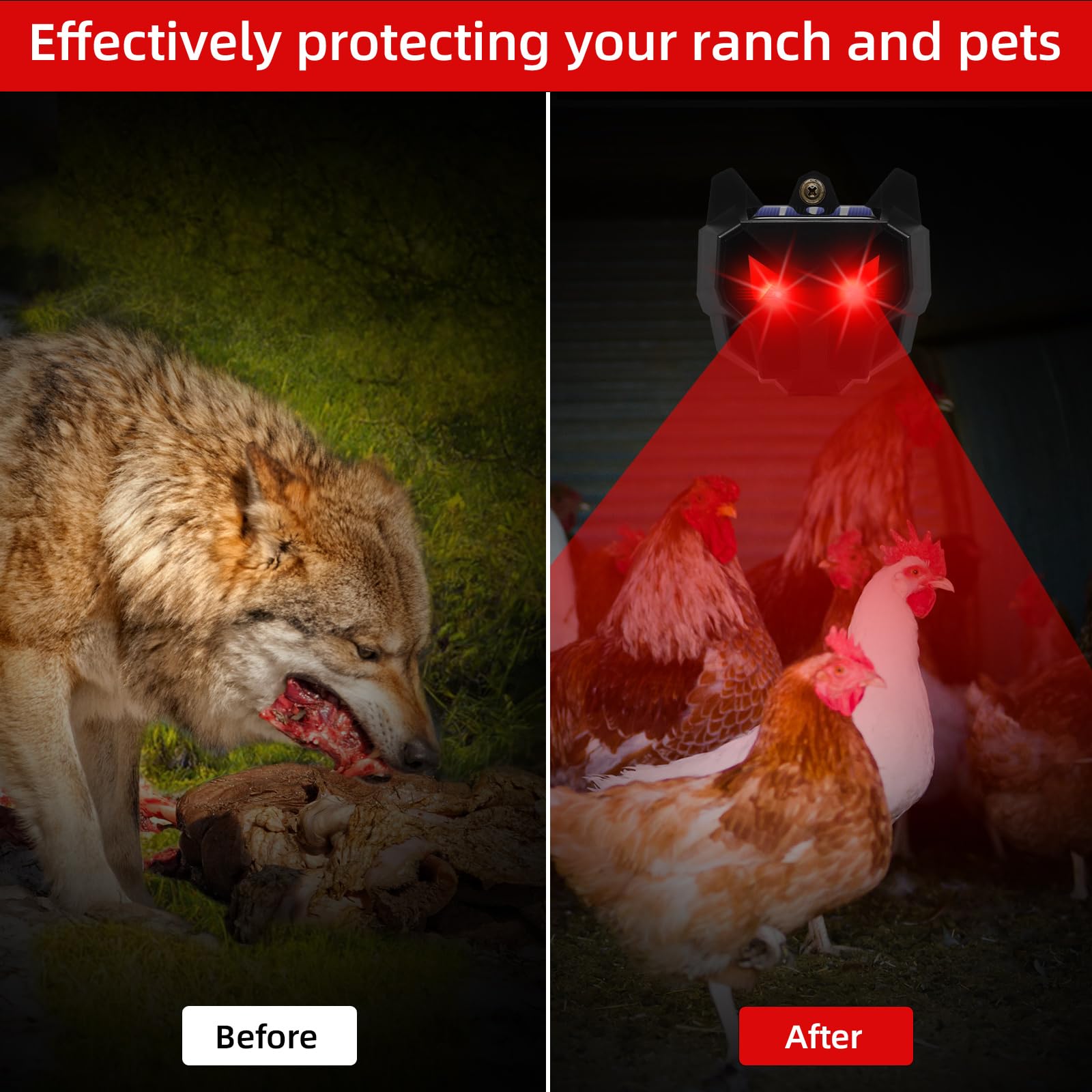 8 Packs Upgraded Solar Animal Repeller Coyote Deterrent with Flashing Lights Deer Repellent Devices Predator Eyes for Raccoon Fox Skunk Predator Lights for Chicken Coop Yard Farm Predator Protection