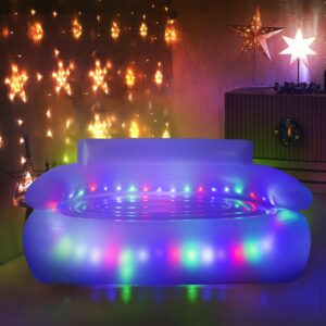 Ccinnoe Double Inflatable Sofa, LED Inflatable Chair with LED Lights, Blow Up Illuminated Air Lounger Couch, Electric Pump Inflatable Couch for Indoor Outdoor Camping, Party, Beach, Hiking, Yard