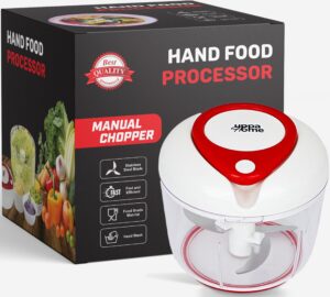 easy string pull food chopper | manual food processor for chopping, dicing, and mixing | compact, portable, and bpa-free | ideal for vegetables, nuts, salsa, and salad