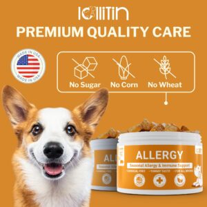 Lollitin Dog Supplement - Made in USA - All Natural - Dog Chews 120 Count - Dog Supplements for Small, Medium, Large Dogs, All Breeds (Allergy)