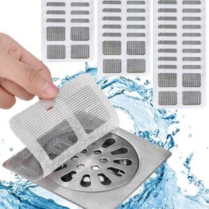 disposable shower drain cover hair catcher, 2024 new shower drain hair catcher mesh stickers, 4 in x 4 in disposable shower drain hair catcher floor drain sticker for shower kitchen (50 pcs)