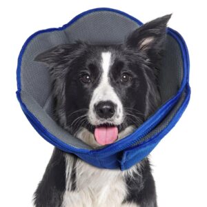 dog cone for dogs after surgery,adjustable protective dog recovery collars & cones for large medium small dogs cats,comfy soft dog cones prevent pets from touching stitches rashes,wounds,blue,l