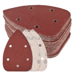 ocasar 55pcs mouse detail sander sandpaper, professional 40 80 120 180 240 grits mouse sander pads for sanding polishing, 5 hole assorted sander sandpaper for detail mouse sander