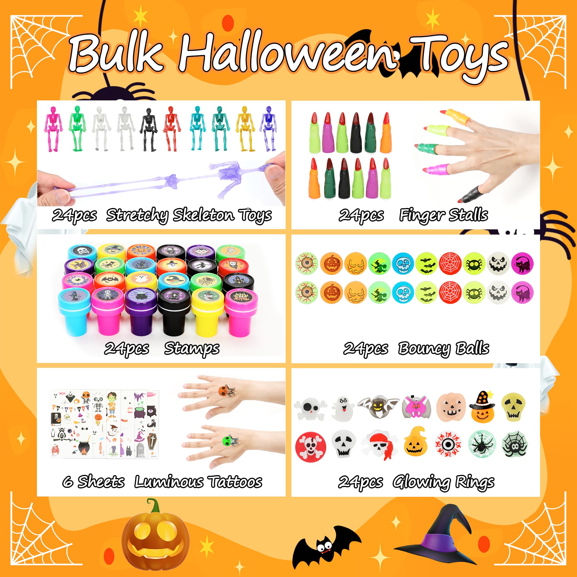 Generic Halloween Party Favors Bulk - 126pcs Assortment Toys for Kids Halloween Treat Bags Stuffers Goody Bag Fillers Halloween Gifts for Boys Girls Halloween Treat Prizes for Kids