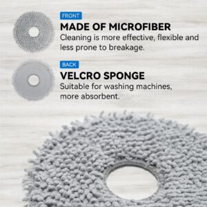 Generic Microfiber Vacuum Mop Cloth Pads for Roborock Q Revo & Qrevo MaxV Robot Vacuum - Reusable and Washable Replacement Parts & Accessories for Efficient Home Cleaning (8 Pcs)(Spinning Mop), Gray