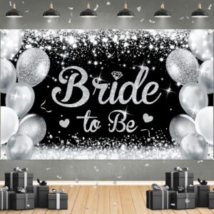 bridal shower banner decorations black silver bride to be banner bachelorette bride to be decorations sign banner black silver wedding shower engagement party decorations gift supplies 43.3 * 70.8