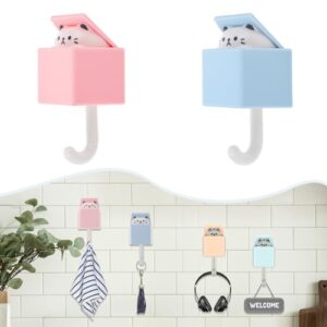 WY LIGHTING LEVEL 2Pcs Cute Cat Hook Creative Self-Adhesive Coat Hook Heavy Duty Wall Mounted Hook Room Decor Wall Hooks Utility Animal Hook for Keys Bag Scarf Hat Towel Key Holder Hanging Decoration