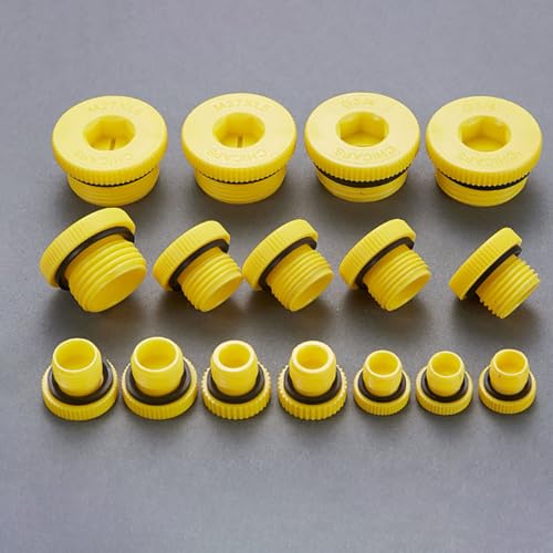 Generic Xeniol Yellow Hexagon Socket Plastic Cap Thread Plug/Hydraulic Pump Leak Proof Plug/Cylinder Mold Plug/Sealing Plug - (Size: 10pcs 36x5.5x13)