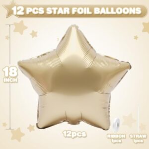 Champagne Gold Star Balloons,12Pcs Light Gold Silver Star Shaped Foil Balloons,18Inch Large Gold Helium Mylar Balloon for Birthday Baby Shower Anniversary Wedding Party Decorations