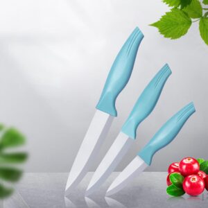 Zhiyun 3-Pieces Blue Ceramic Knife Set, 5-Inch Vegetable Knife 4-Inch Fruit Knife 3-Inch Peeling Knife,Suitable for Beef Chicken Vegetable Fruit Butter and Bread (Blue)