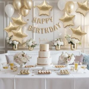 Champagne Gold Star Balloons,12Pcs Light Gold Silver Star Shaped Foil Balloons,18Inch Large Gold Helium Mylar Balloon for Birthday Baby Shower Anniversary Wedding Party Decorations