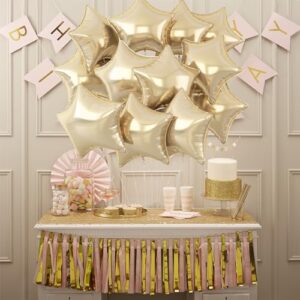 Champagne Gold Star Balloons,12Pcs Light Gold Silver Star Shaped Foil Balloons,18Inch Large Gold Helium Mylar Balloon for Birthday Baby Shower Anniversary Wedding Party Decorations