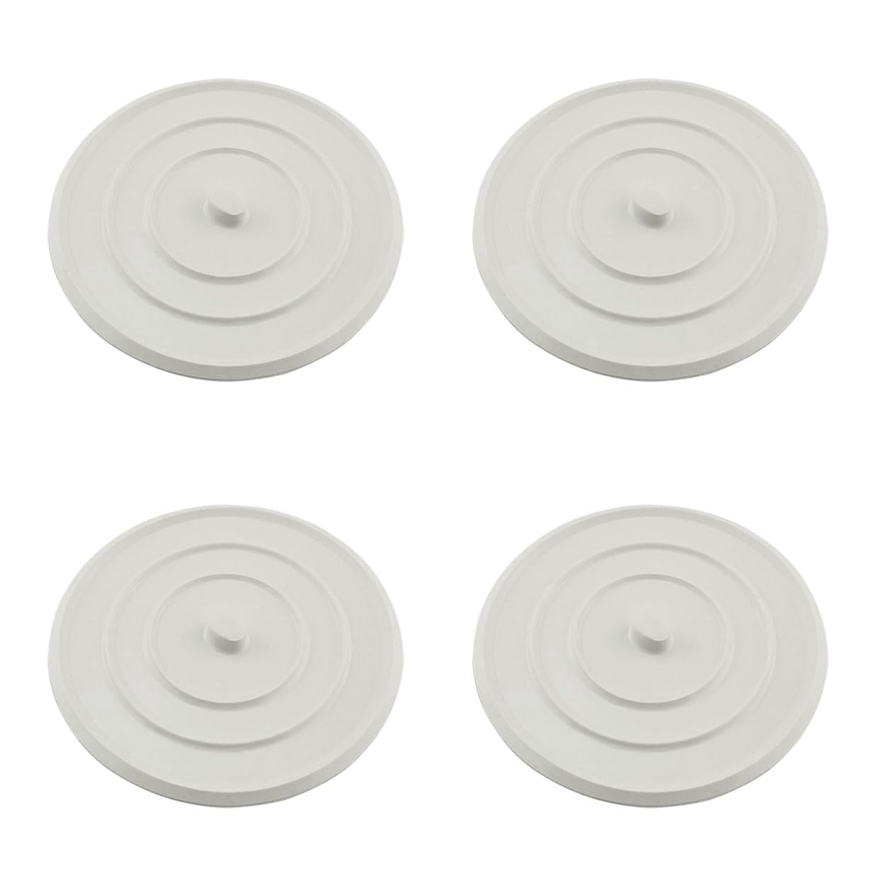 Ruiwaer 4PCS White Flat Suction Sink Stopper Rubber Silicone Shower Drain Bath Plug Stopper Bathtub Drain Stopper Plug Sink Plug Universal Sink Stopper for Kitchens, Bathrooms and Laundries